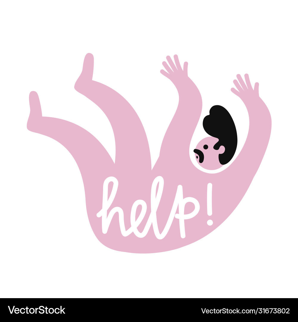 With cartoon man in falling pose and lettering Vector Image