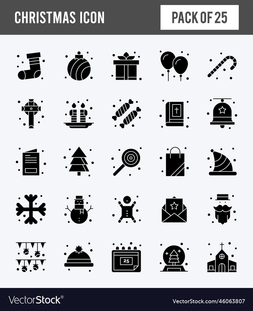 25 christmas glyph icon pack Royalty Free Vector Image