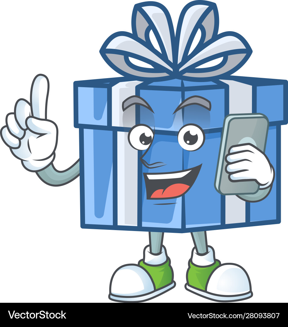 A cartoon style blue gift box speaking on the Vector Image
