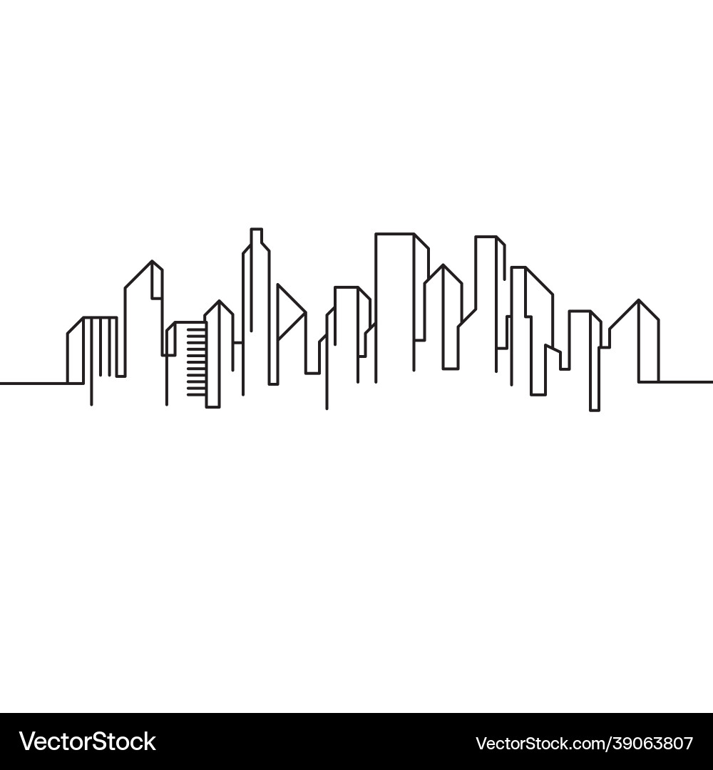 City building line art template Royalty Free Vector Image