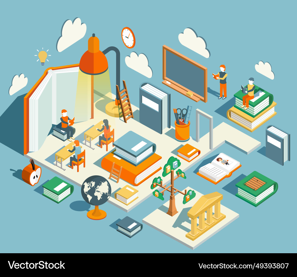 Concept of learning and reading books Royalty Free Vector