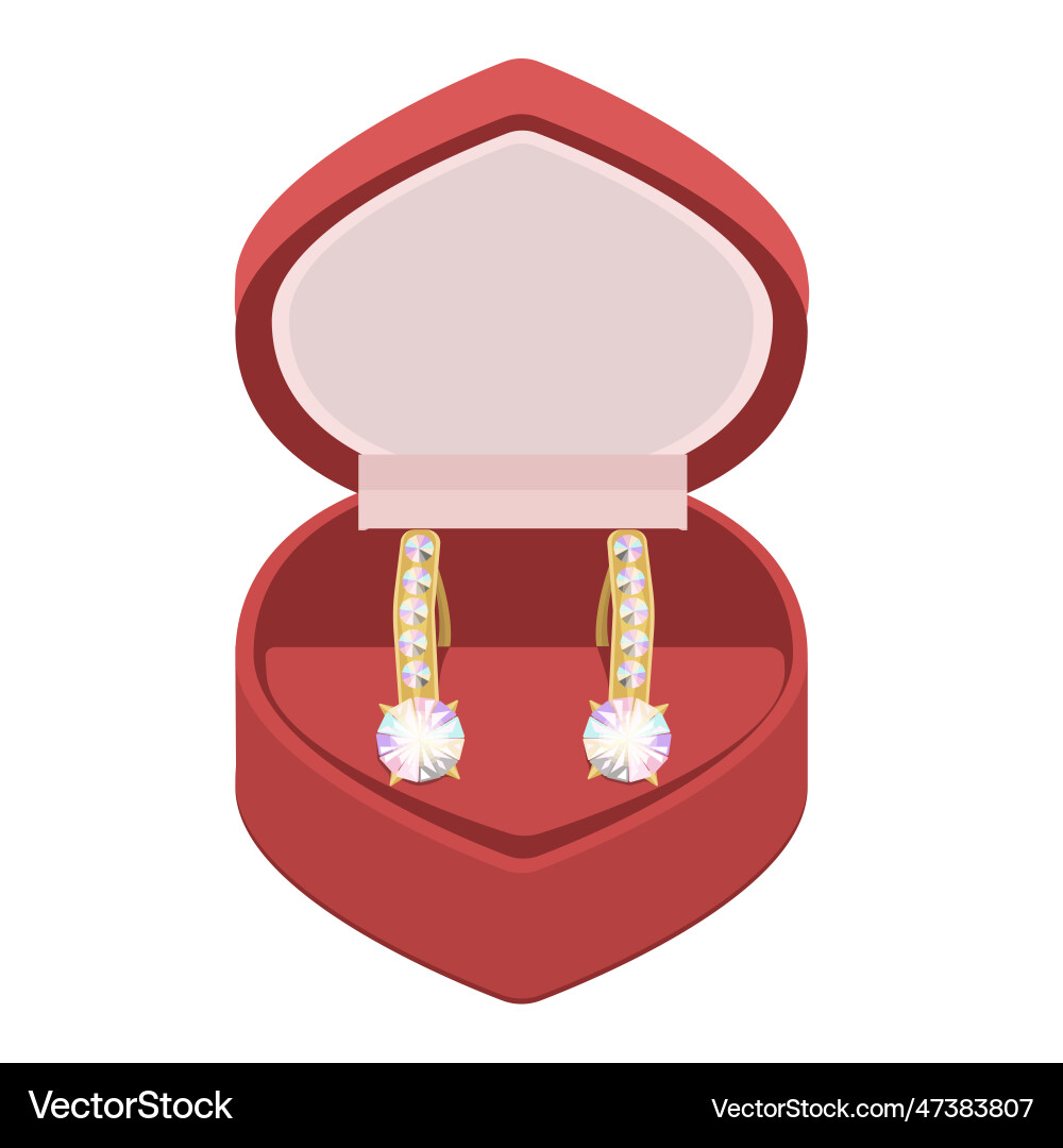 Diamond earrings in a velvet box Royalty Free Vector Image