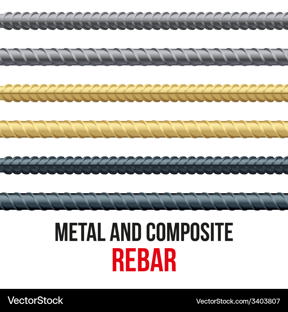 Endless rebars Reinforcement steel and composite Vector Image