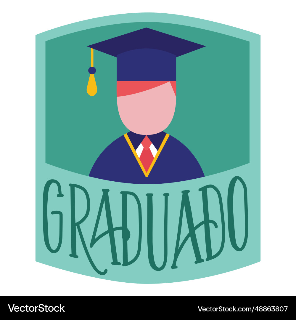Graduado person academic cap sticker Royalty Free Vector
