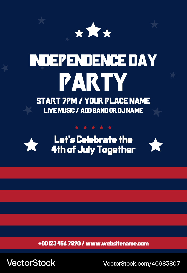 Independence day party poster flyer design Vector Image