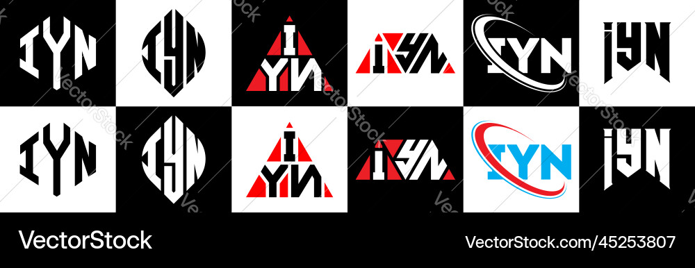 Iyn letter logo design in six style polygon Vector Image