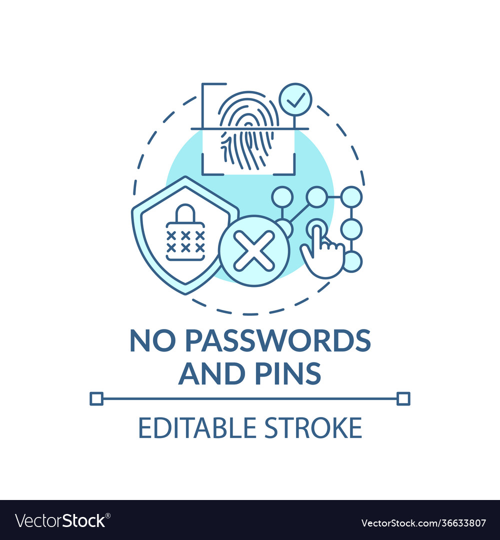 No passwords and pins concept icon Royalty Free Vector Image No passwords and pins concept icon Royalty Free Vector Image