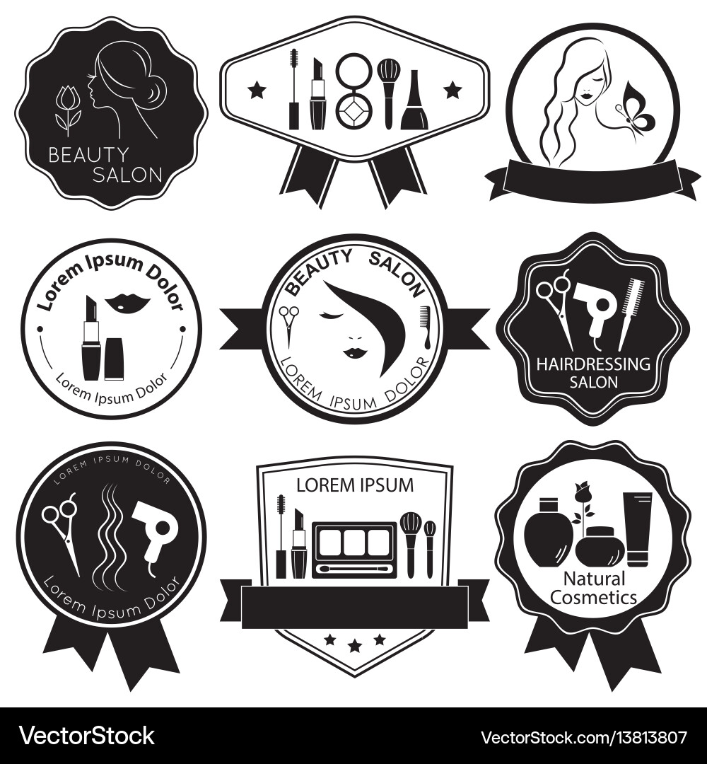 Set beauty logo templates labels badges Royalty Free Vector