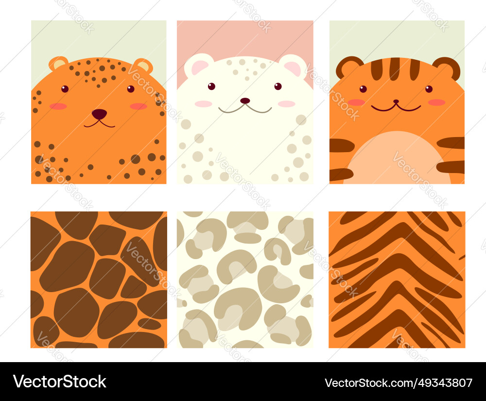 Set of seamless pattern animal skin texture Vector Image