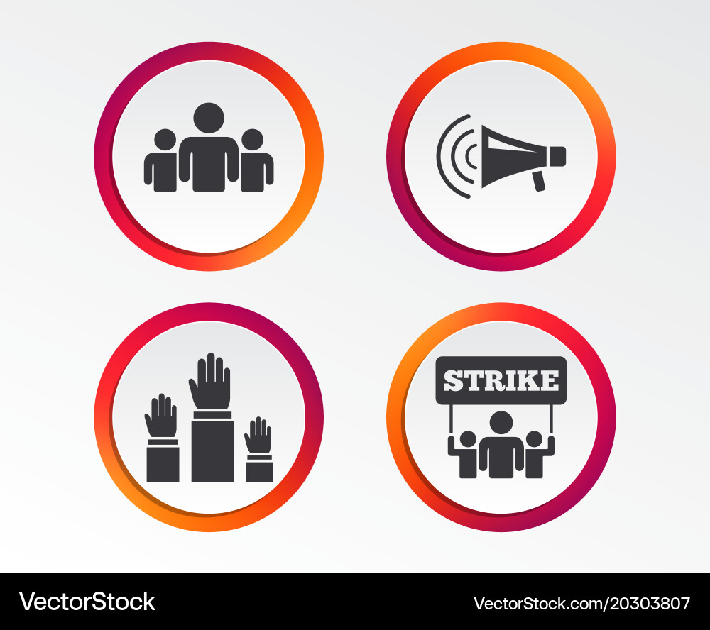 Strike group of people megaphone loudspeaker Vector Image