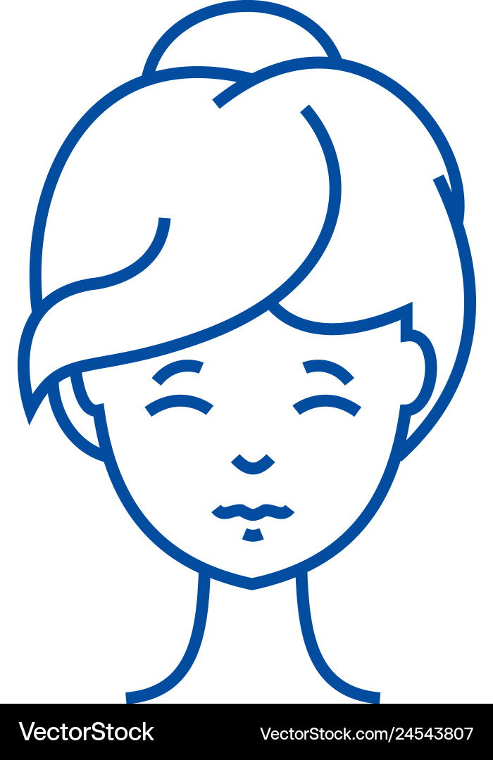 Woman face front line icon concept face Royalty Free Vector