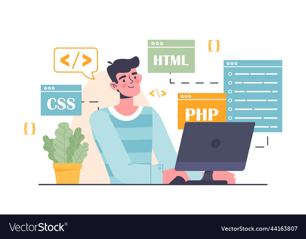 Work with software Royalty Free Vector Image - VectorStock