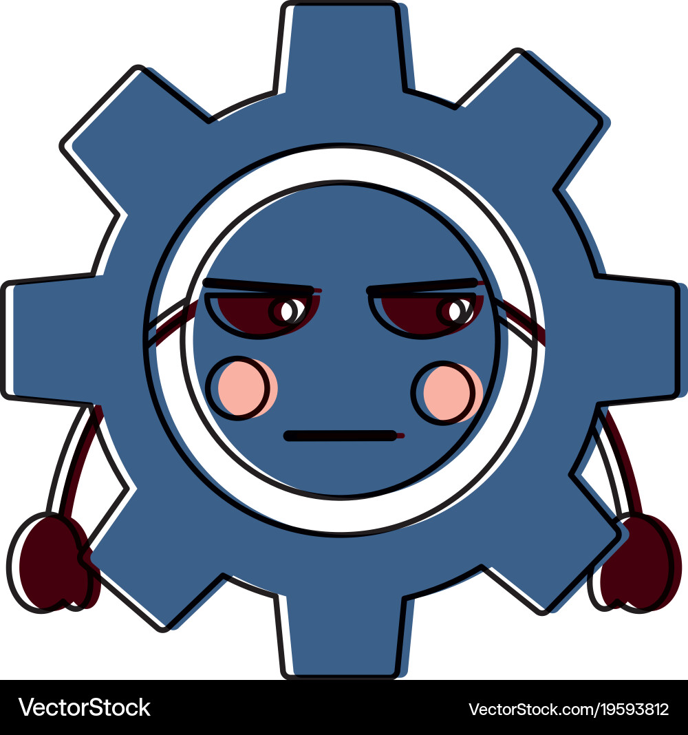 Angry gear kawaii icon image Royalty Free Vector Image