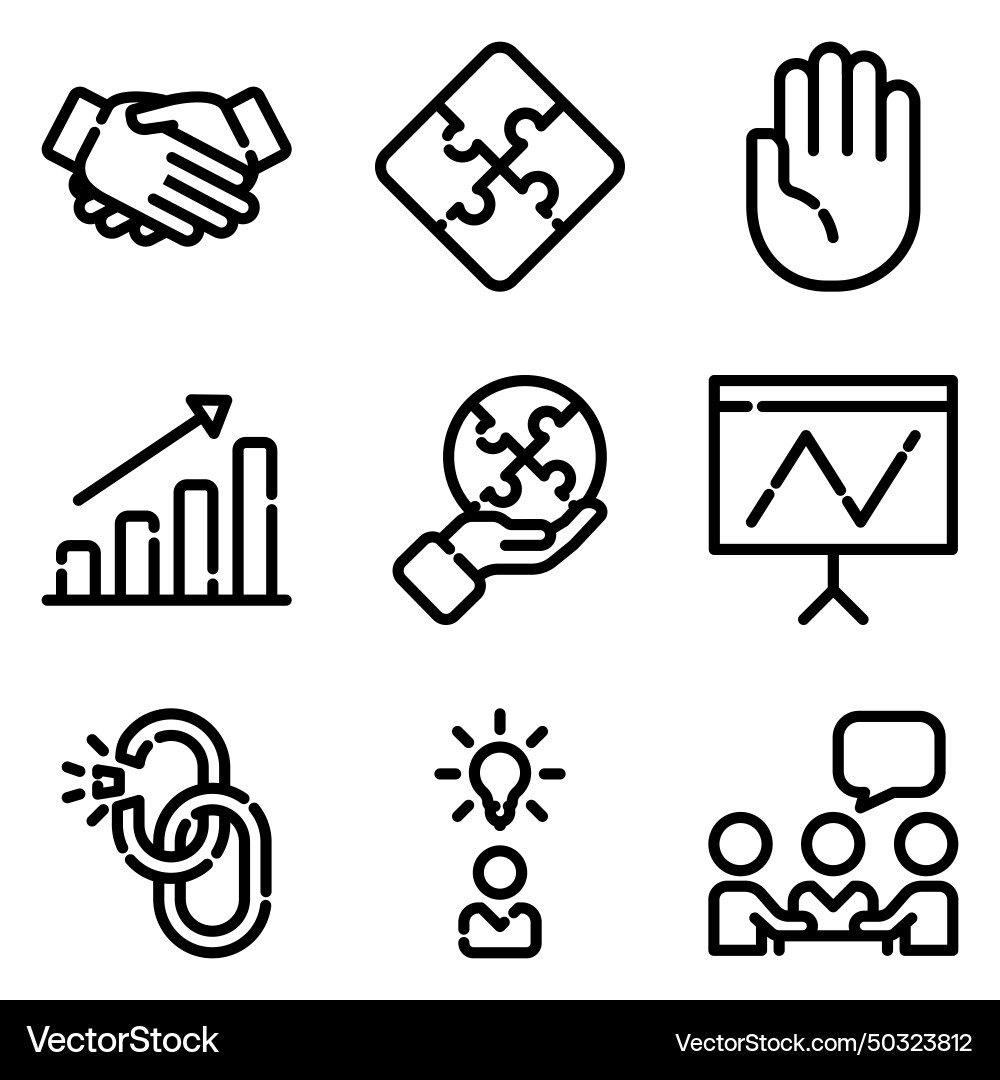 Business flat icon set isolated on white Vector Image