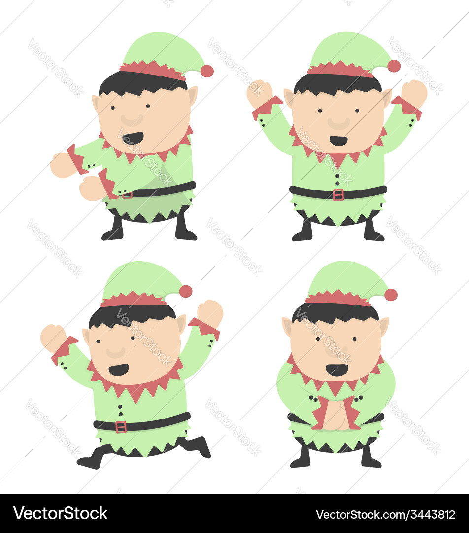 Christmas elves fat and different poses Royalty Free Vector