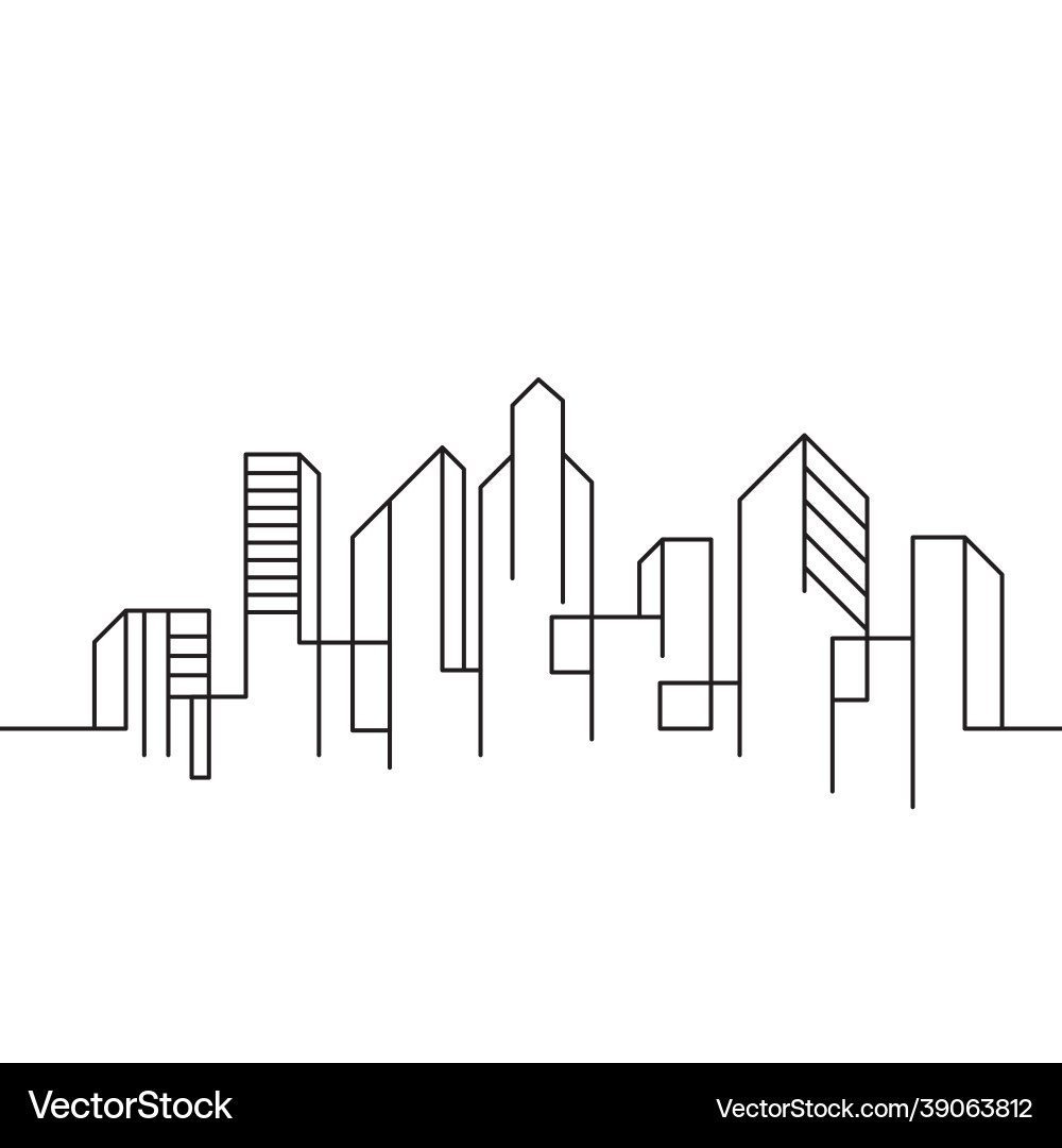 City building line art template Royalty Free Vector Image