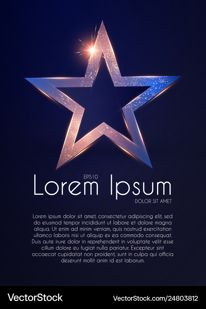 Gold star sign with glitter and light effect win Vector Image