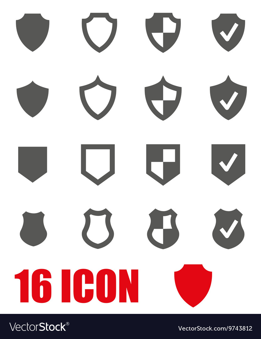 Grey shield icon set Royalty Free Vector Image