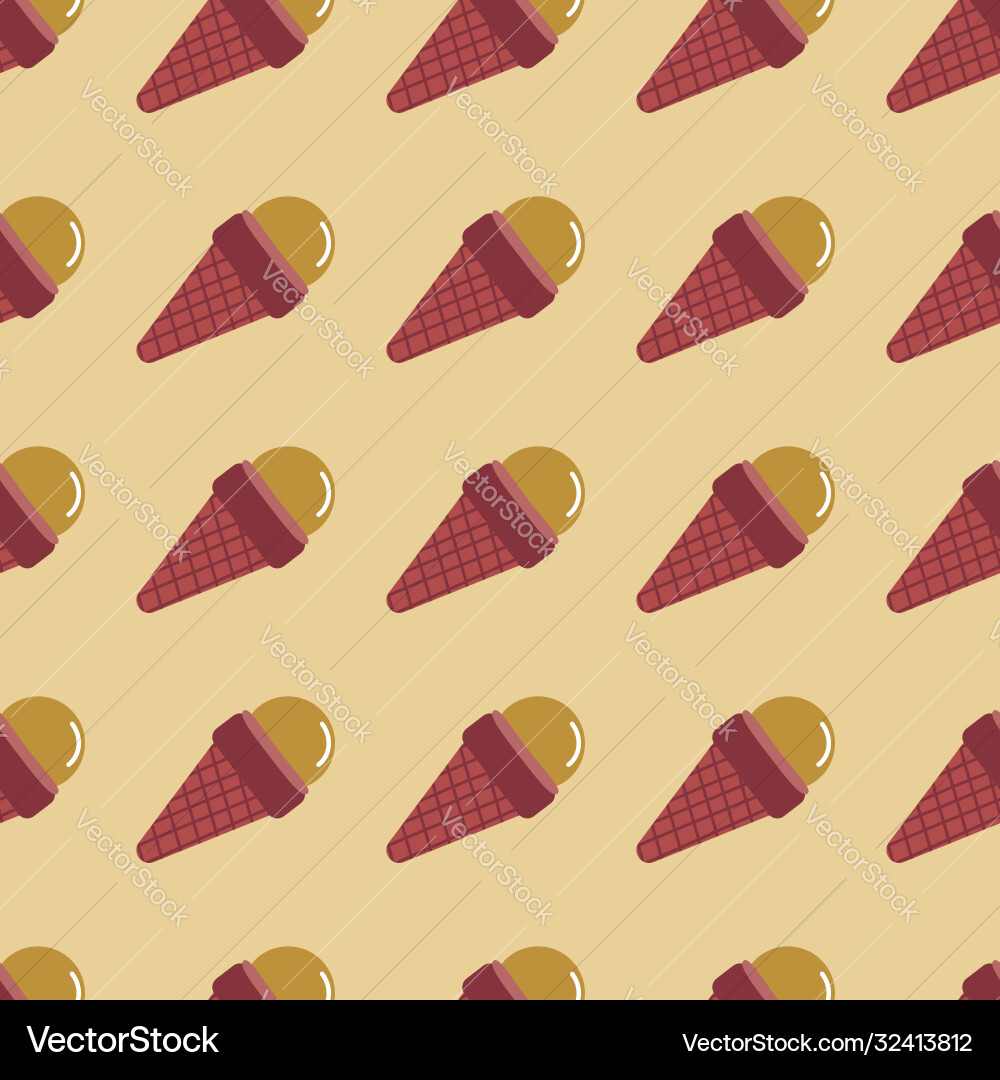 Ice cream in waffle cone seamless food pattern Vector Image