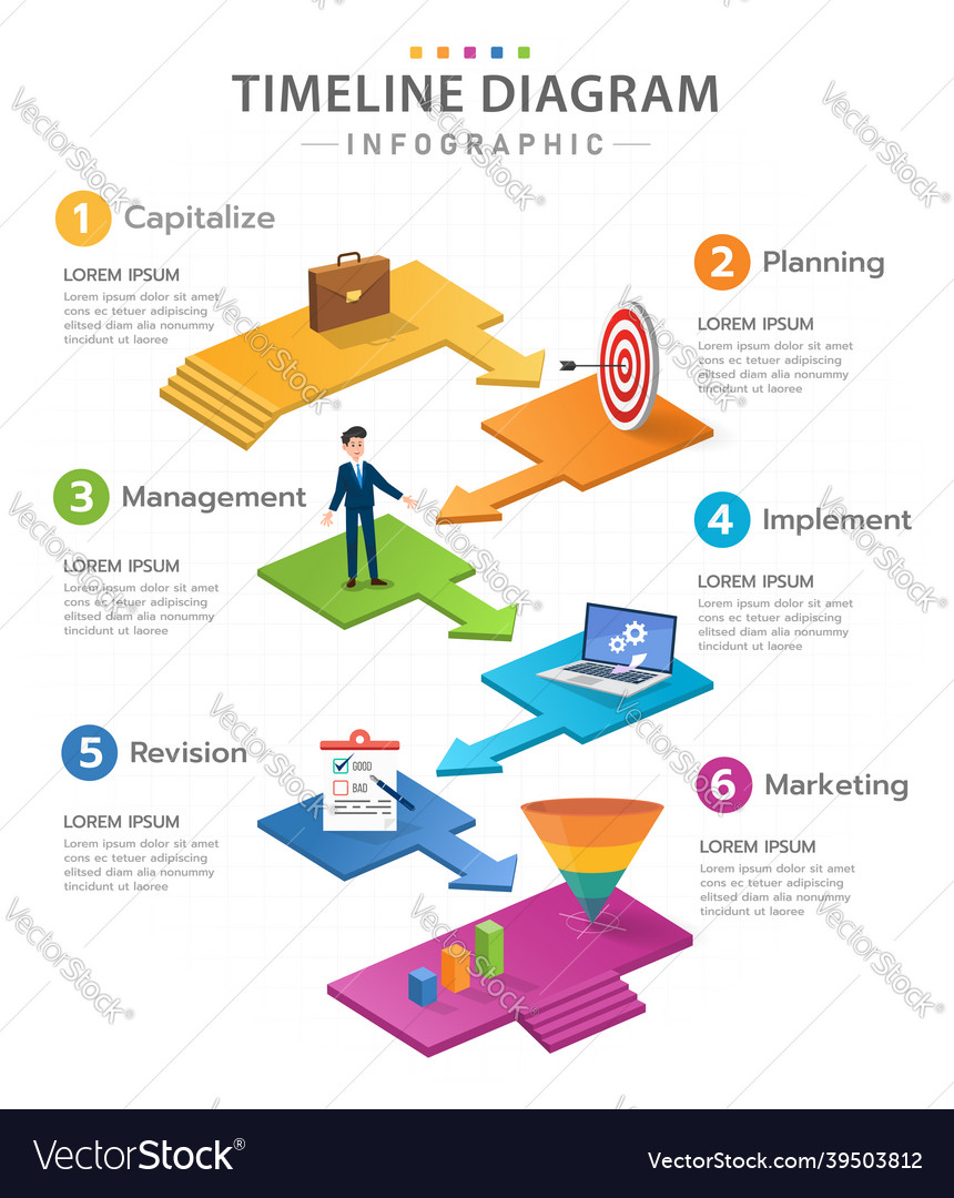 Infographic 6 steps modern platform timeline Vector Image