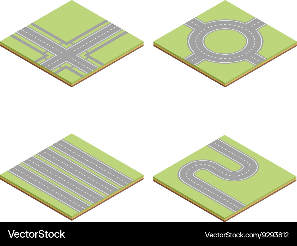 Part of the road highway isometric element Vector Image
