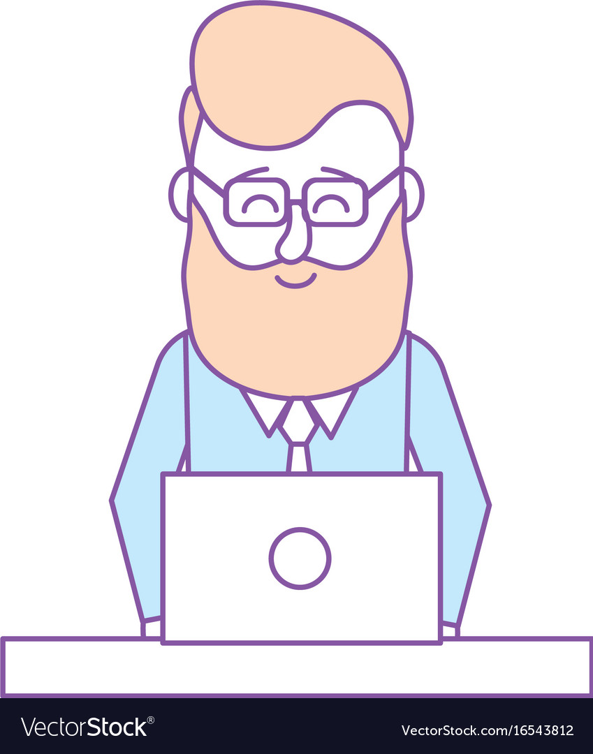 Professional businessman with laptop and corporate