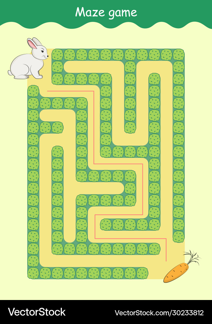 Rabbit and carrot maze educational game Royalty Free Vector