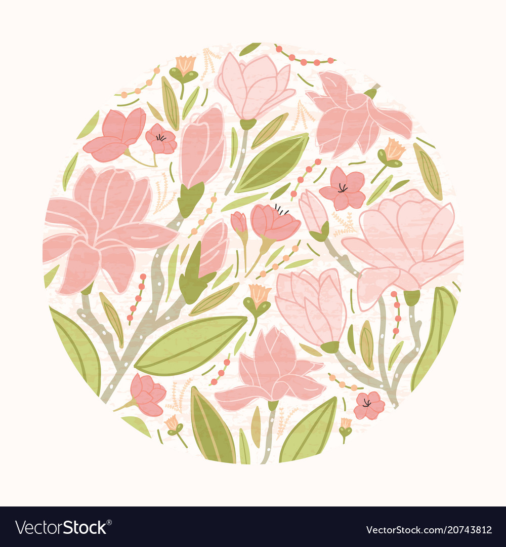Round floral backdrop or circular decorative Vector Image