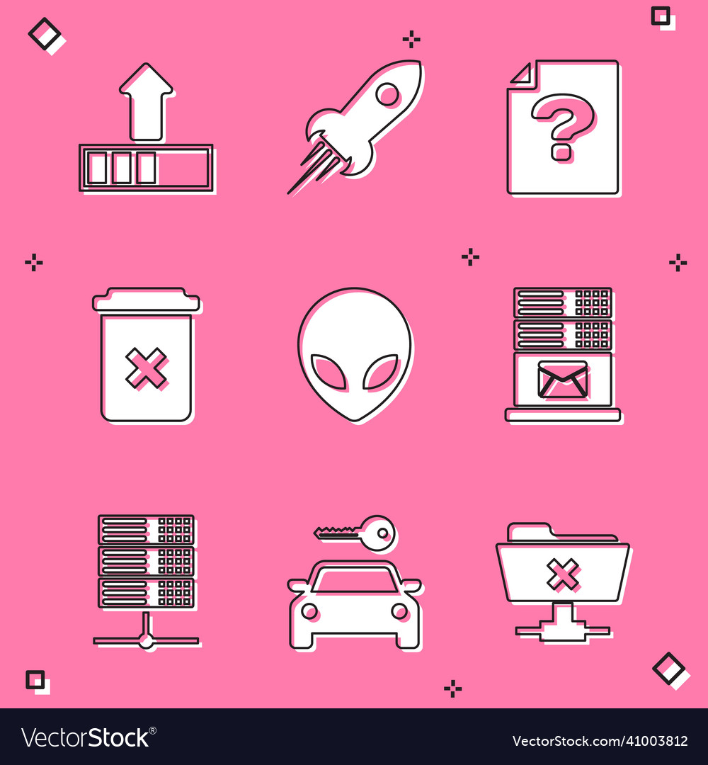 Set loading rocket ship with fire unknown Vector Image