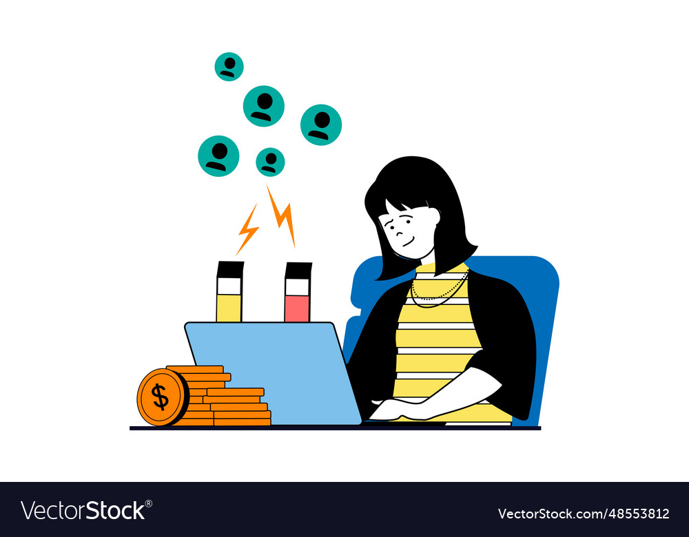 Target audience concept with people scene in flat Vector Image