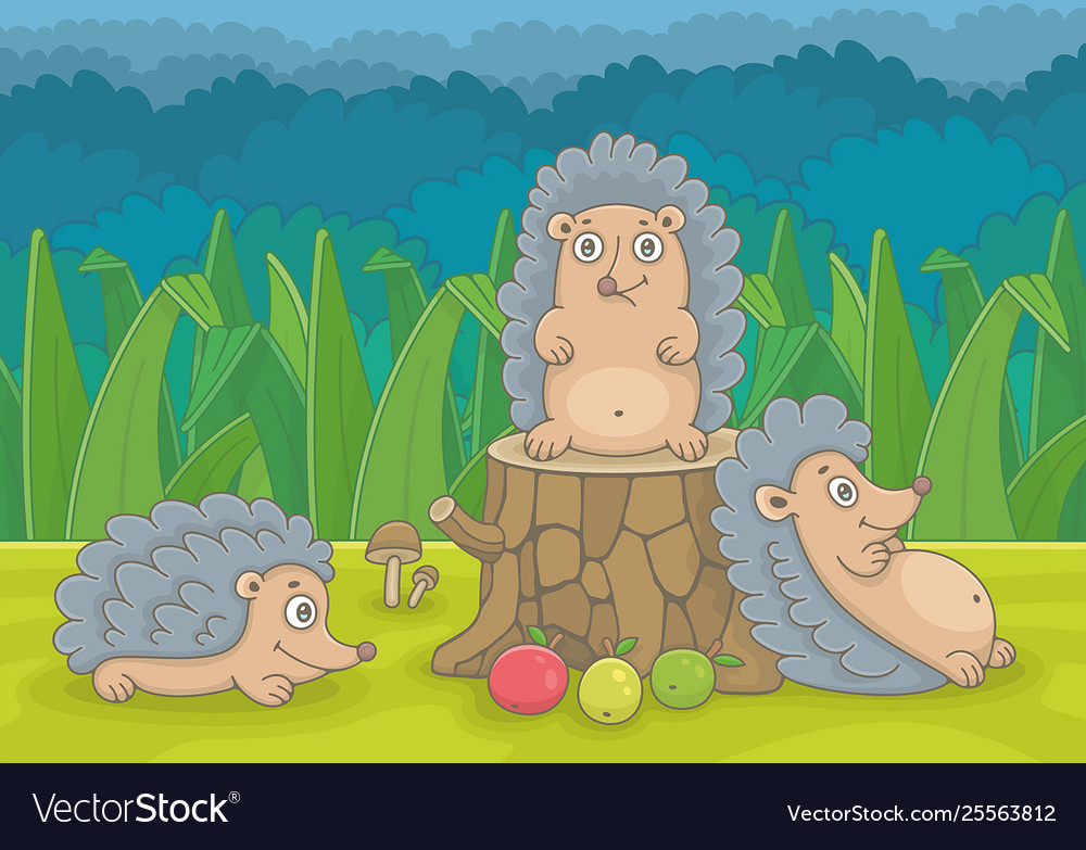 Three hedgehogs Royalty Free Vector Image - VectorStock