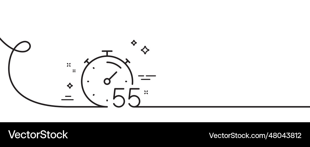 Timer 55 minutes line icon stopwatch time sign Vector Image
