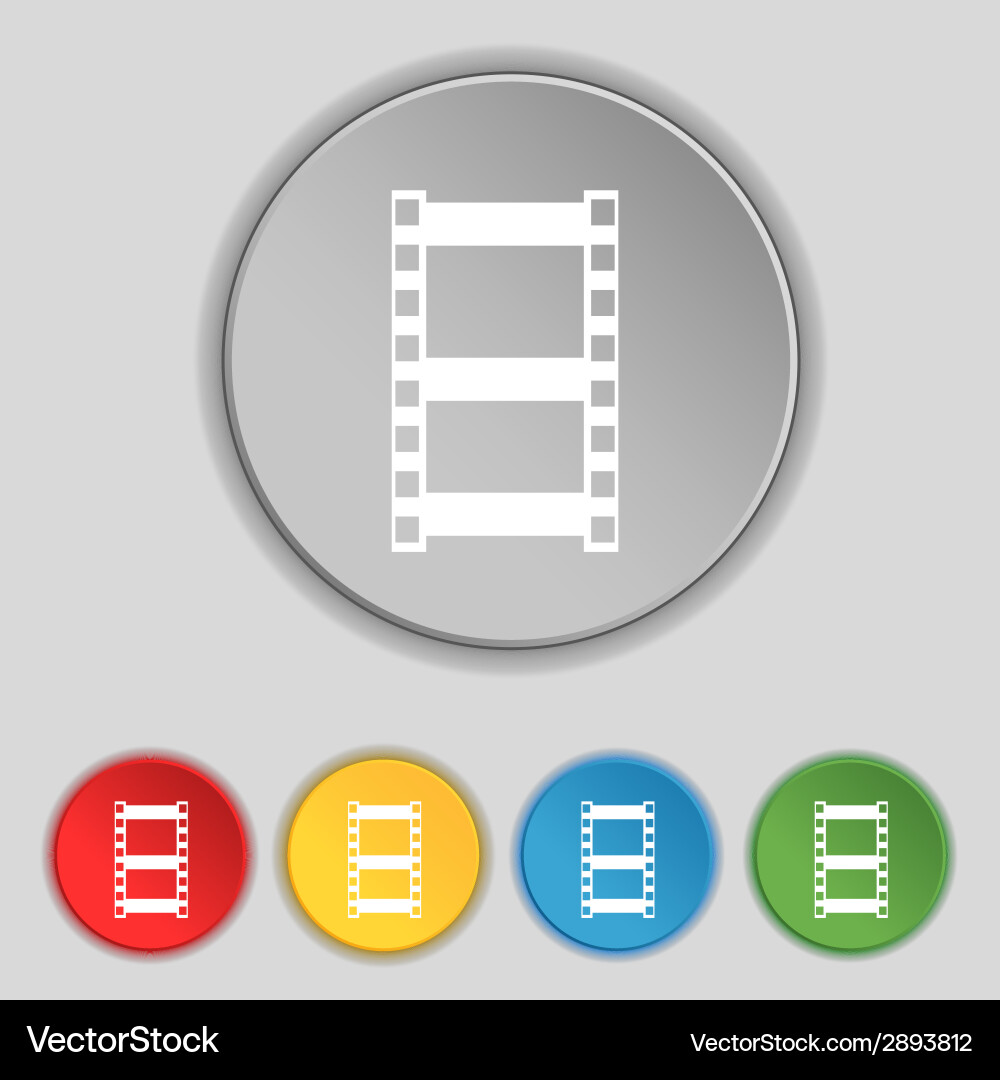 Video sign icon frame symbol set colourful buttons