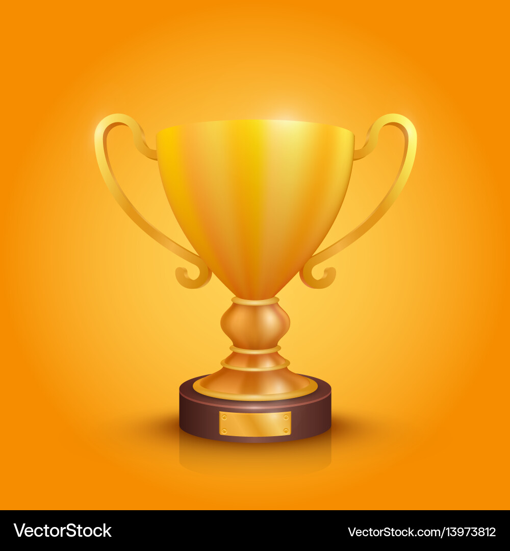 Winner cup gold sign object on a orange Royalty Free Vector