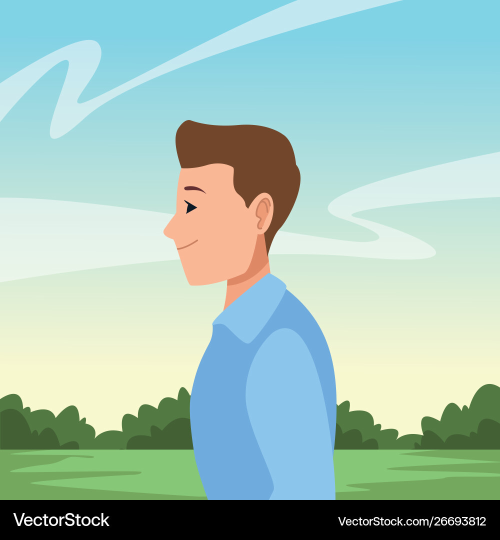 Young man smiling and walking cartoon Royalty Free Vector