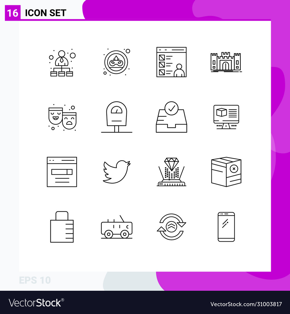 16 user interface outline pack modern signs Vector Image 16 user interface outline pack modern signs Vector Image