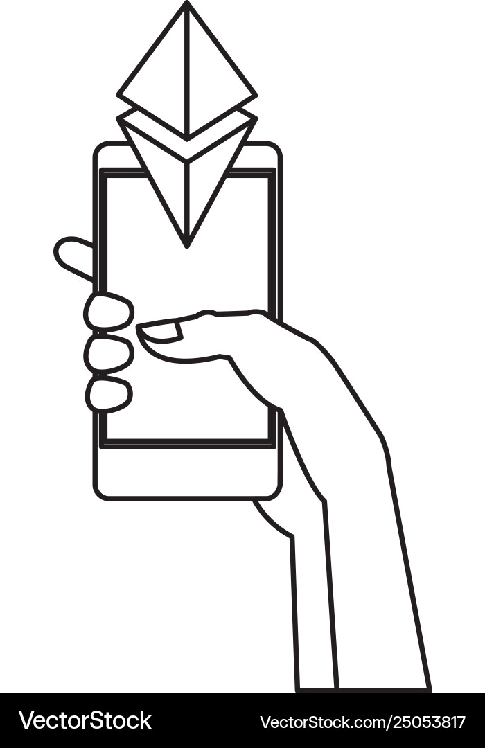 Cellphone with geometric figure black and white Vector Image