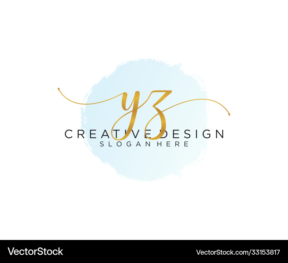 Initial yz handwriting logo with watercolor Vector Image