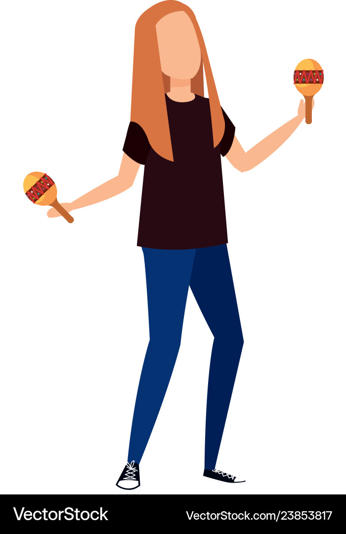 Man playing maracas musical instrument Royalty Free Vector