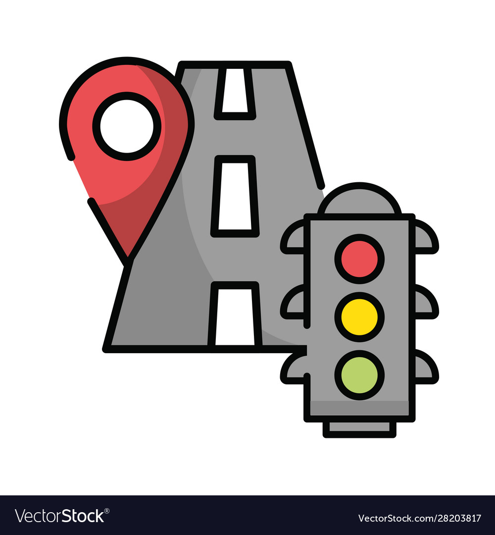 Semaphore traffic light with road Royalty Free Vector Image Semaphore traffic light with road Royalty Free Vector Image