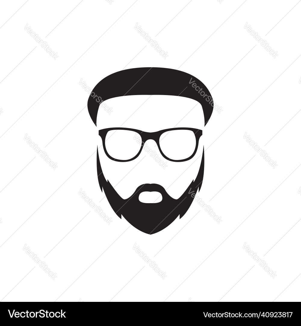 Smart face man with sunglasses and beard logo Vector Image