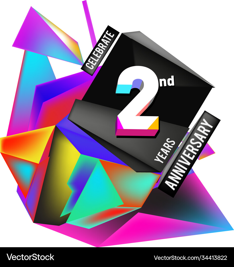 2nd anniversary logo with colorful background Vector Image