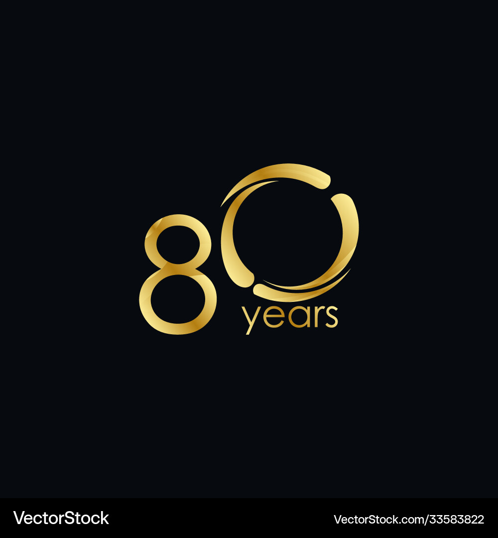 80 years anniversary celebration gold template Vector Image