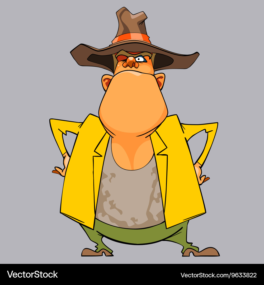 Cartoon funny man sheriff in a hat Royalty Free Vector Image