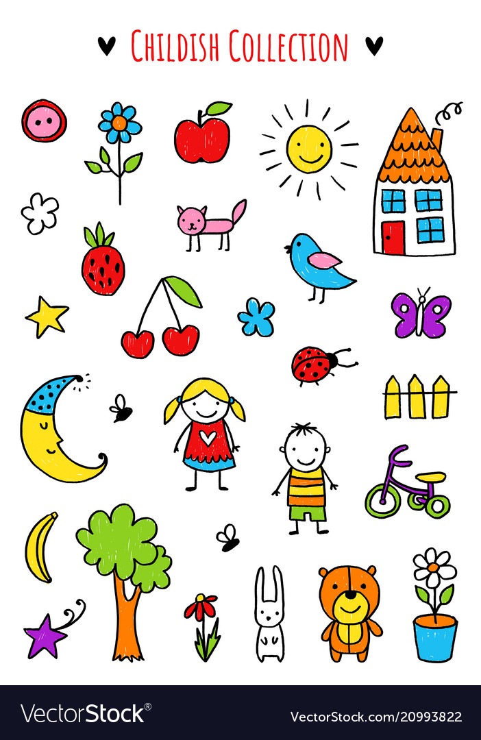 Childish elements Royalty Free Vector Image - VectorStock