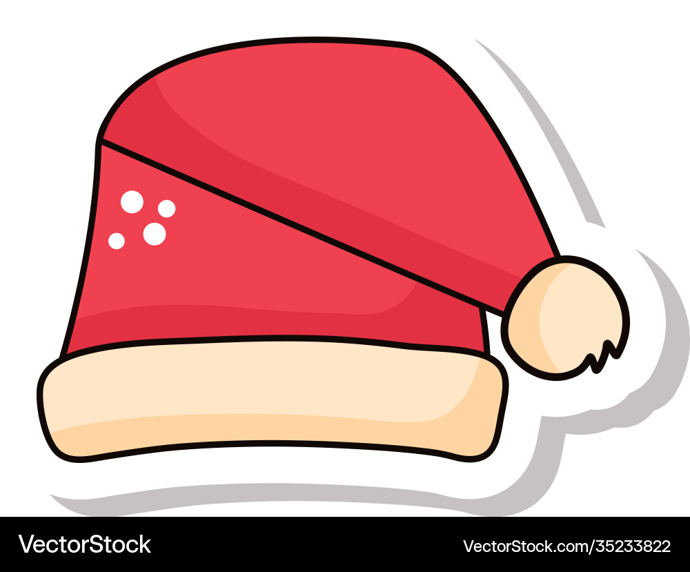 Christmas santa hat sticker icon Royalty Free Vector Image