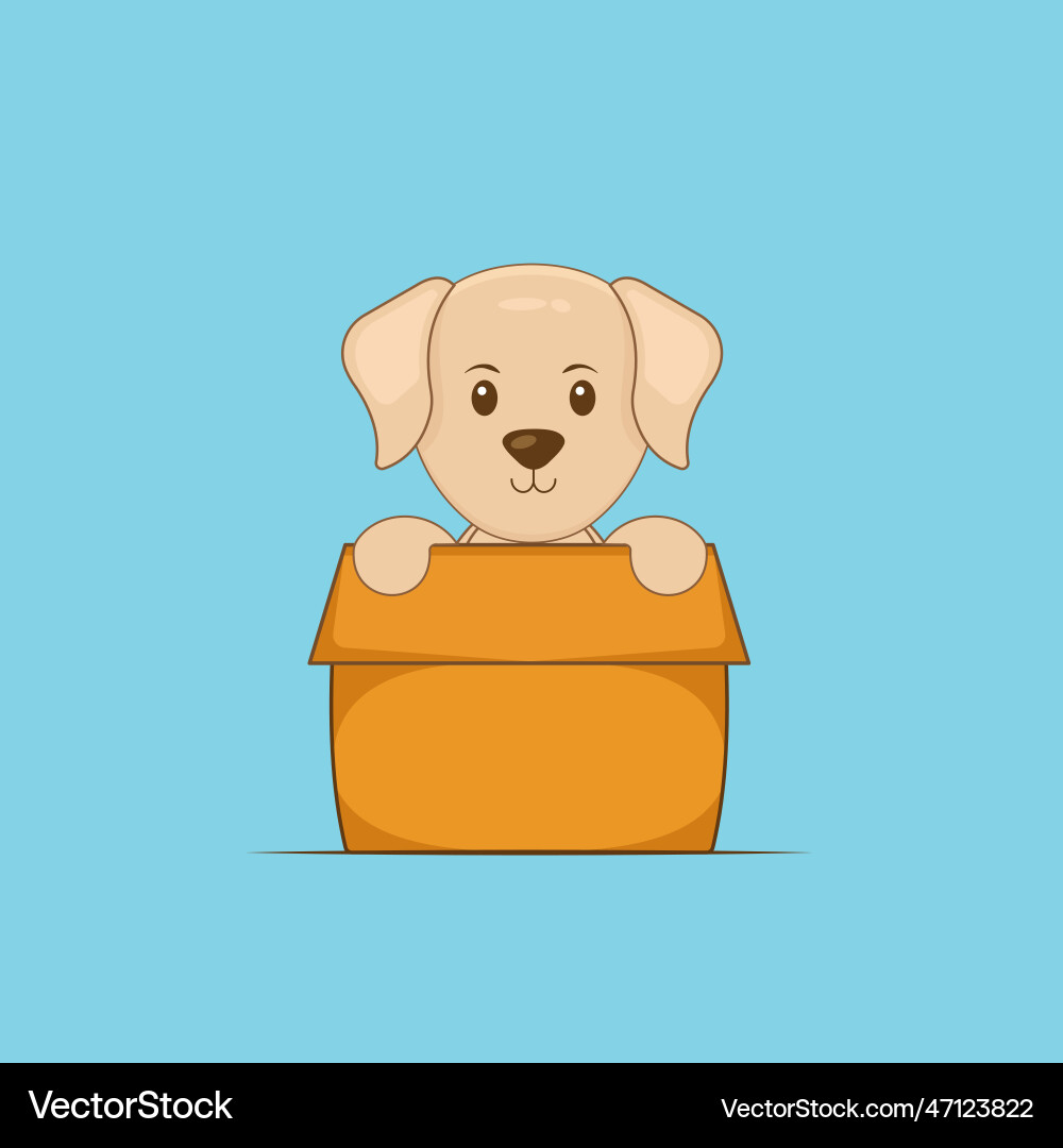 Cute dog playing box cartoon Royalty Free Vector Image