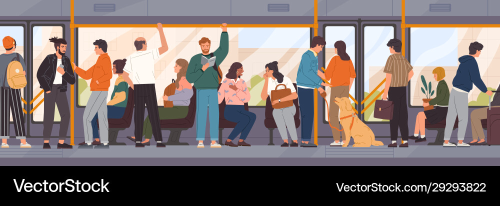 Different cartoon people go public transport Vector Image