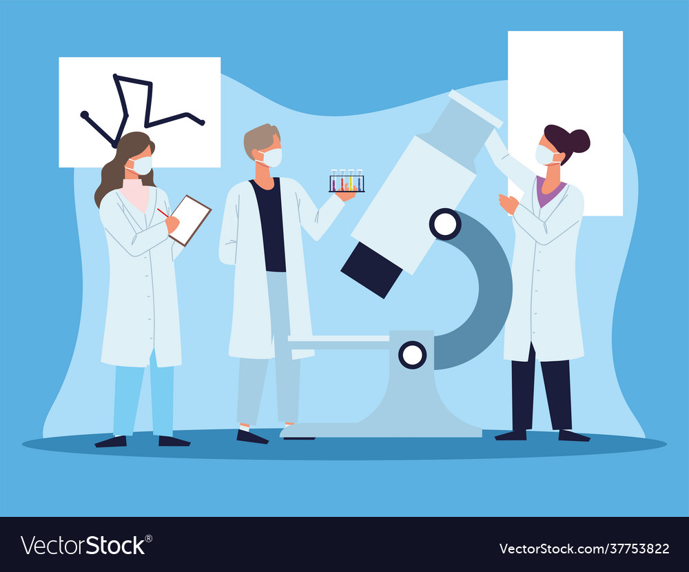 Doctors microscope laboratory Royalty Free Vector Image