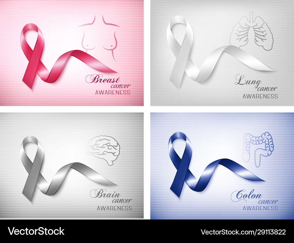 Four banners with different cancer awareness Vector Image